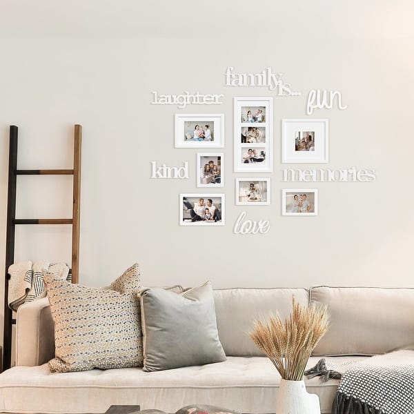 9 Openings White Picture Frame Collage Set PVC Wall Hanging Photo - Bed ...