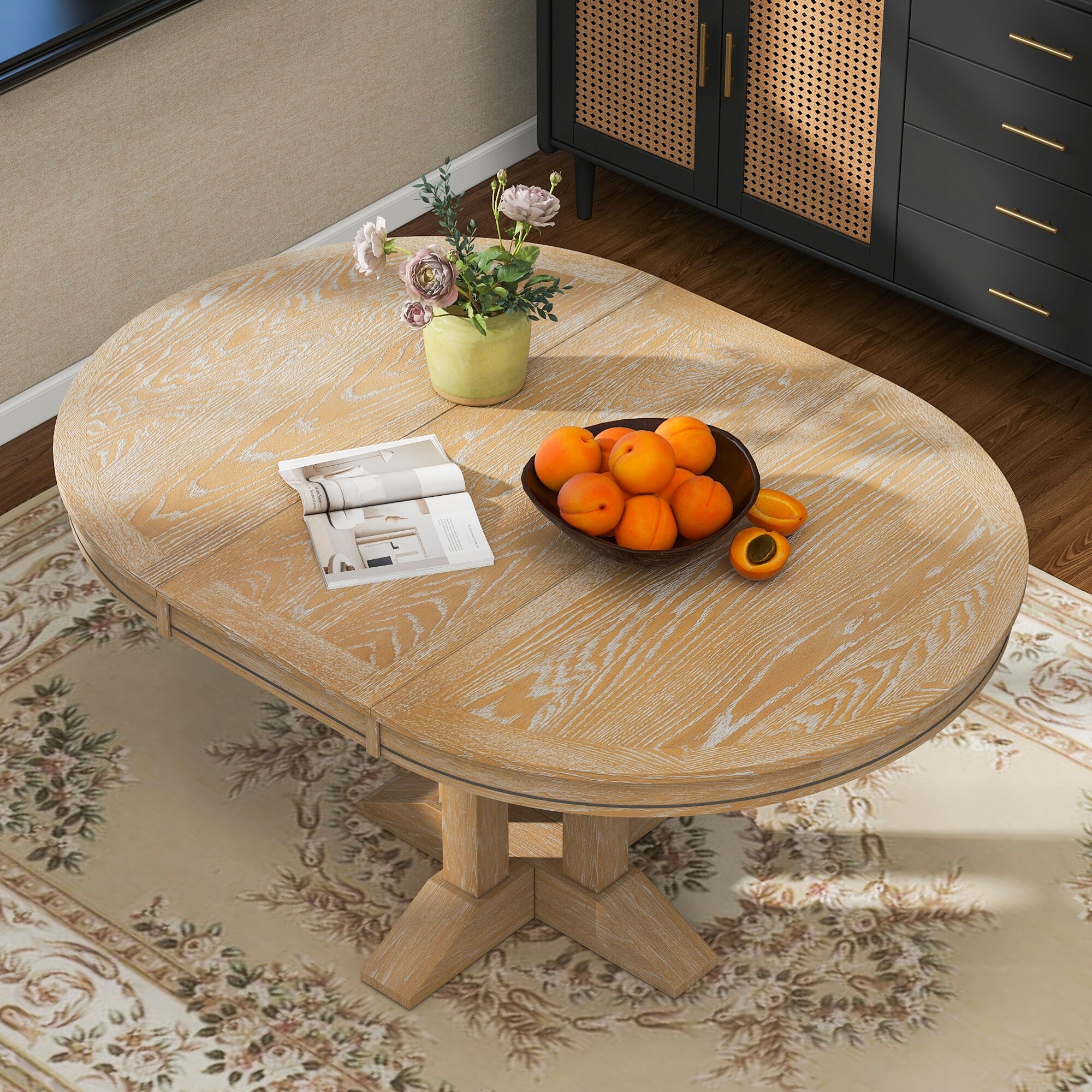 Round Dining Table Extendable Oval Table Rubber Wood End Table Bed Bath Beyond 41311729
