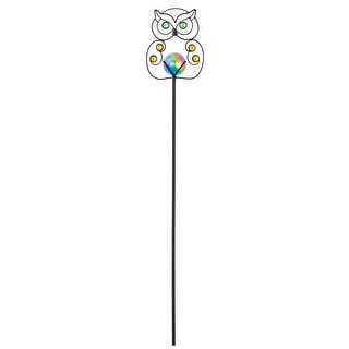 Owl Stainless Steel Gazing Ball Outdoor Garden Stake - 5.5 x 40.25 x 2. ...