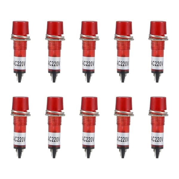 Signal Indicator Dash Light AC 220V Neon Bulbs XD10-3 Red 10mm Panel ...