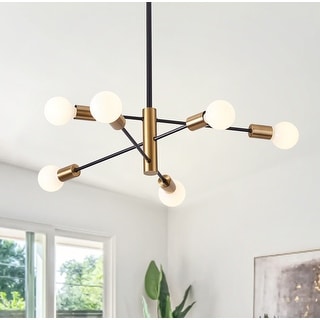 6-Lights Dimmable Sputnik Linear Chandelier - 24.8"Dundefined4 ...