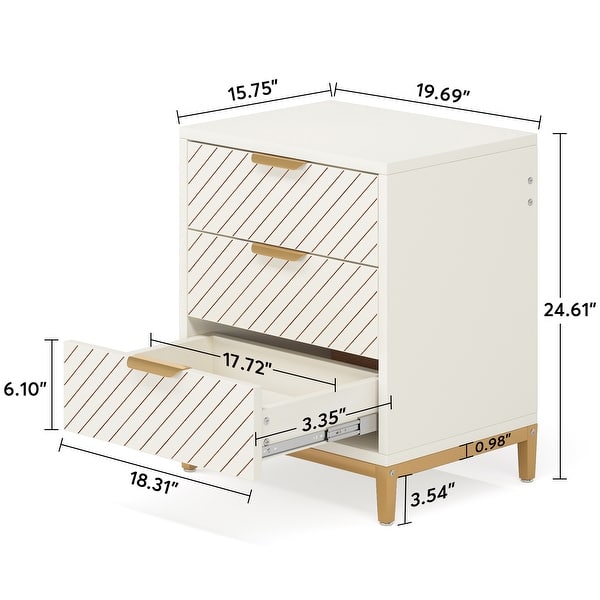 Night Stands with Drawers, Modern Light Wood Grain Nightstand for ...