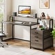 63" Computer Desk with Monitor Stand, Ergonomic Home Office Desks with ...
