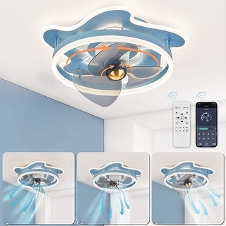 Ceiling Fans with Lights for Kids Room, LED Dimmable Low Profile ...