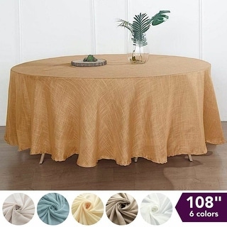 108 Inch Round Premium Burlap Tablecloth - Bed Bath & Beyond - 40424718