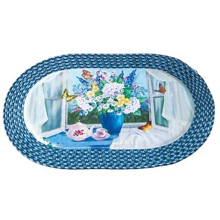 Vibrant Springtime Bouquet and Butterflies Braided Accent Rug - 30 x 0. ...