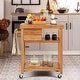 Rolling Bamboo Wood Kitchen Island Cart, Multi-Purpose Kitchen Trolley ...