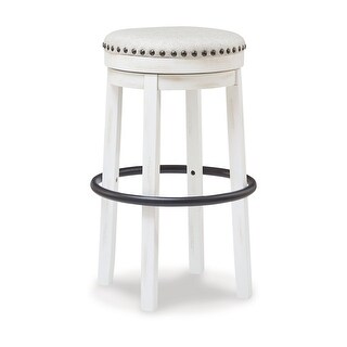 Zane 30 Inch Backless Swivel Barstool, Round White Seat, White Wood ...