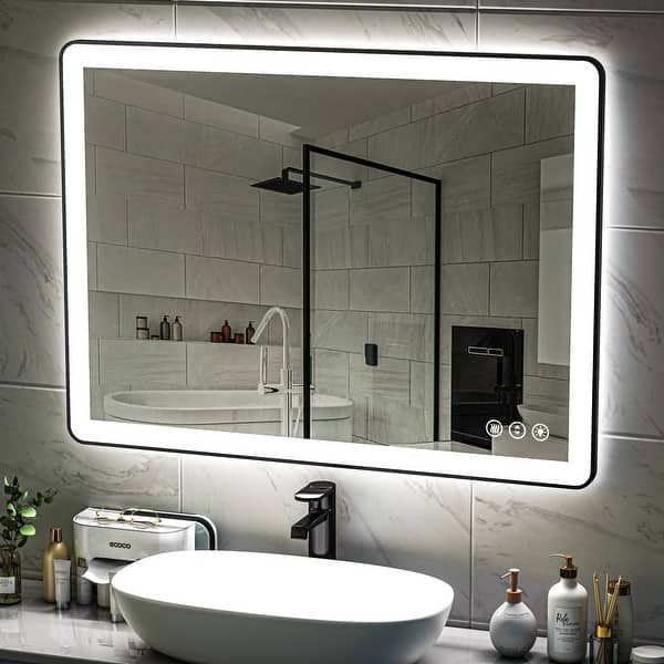 TOOLKISS Anti-Fog Dimmable LED Light Rounded Corners Frame Vanity ...