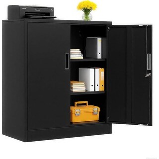 36-Inch Black Steel Locking Storage Cabinet with Adjustable Shelves for ...