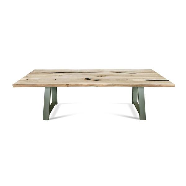 BANUR-AL Solid Wood Dining Table - Natural Oak/Black/Green - Bed Bath & Beyond - 33673461