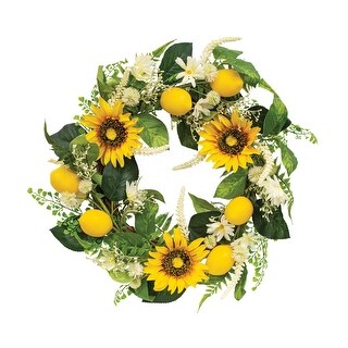Lemon Sunflower & Daisy Wreath - Bed Bath & Beyond - 36936060