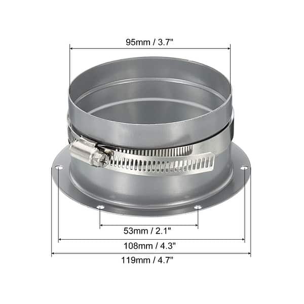 Duct Connector Flange, Metal Straight Pipe Exhaust Hose Flange w Clamp ...