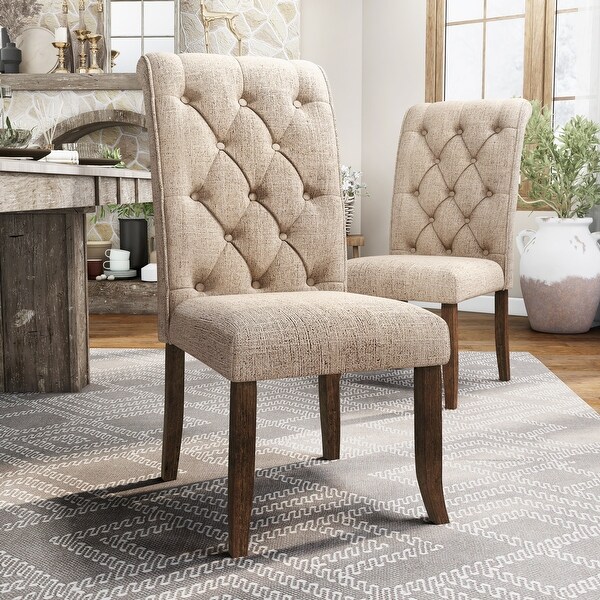 Sheila Rustic Farmhouse Tufted Fabric Dining Chairs Set of 2 by Furniture of America On Sale Bed Bath Beyond 20000884