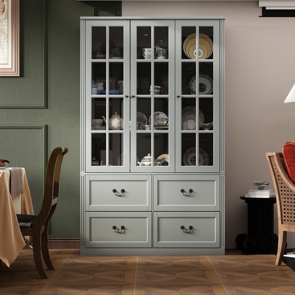 China Cabinet Tempered Glass Doors Storage Cabinet White Tall Bookcase On Sale Bed Bath Beyond 37397403