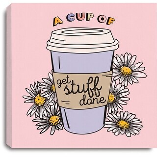 Pink Get Stuff Done Coffee Canvas Wall Art - Bed Bath & Beyond - 38409896