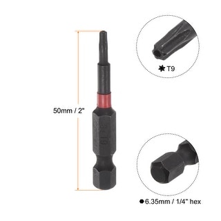 T9 Magnetic Security Impact Torx Screwdriver Bit 1/4" Hex Shank 2 ...