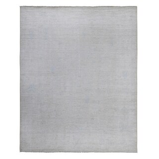 Shahbanu Rugs Goose Gray Afghan Wool Foundation Hand Knotted Faded ...