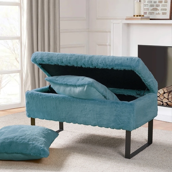 Faux fur storage ottoman store