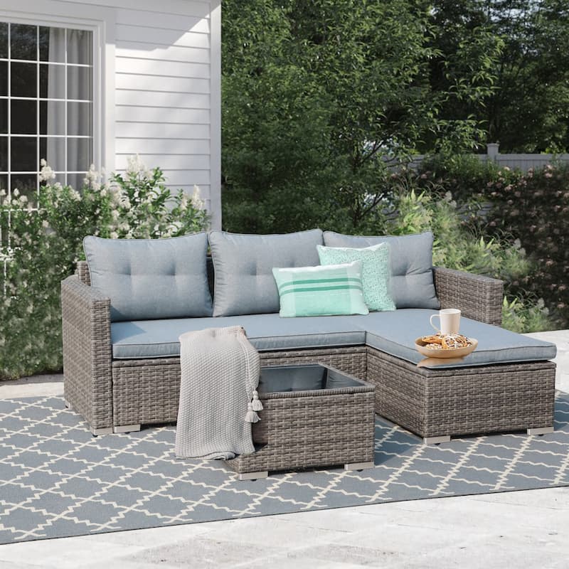 Belavi 3 Piece Wicker Patio Set