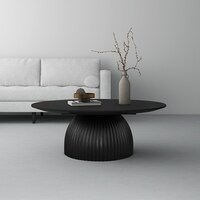 Round Black Coffee Table Solid Wood Base - On Sale - Bed Bath & Beyond ...
