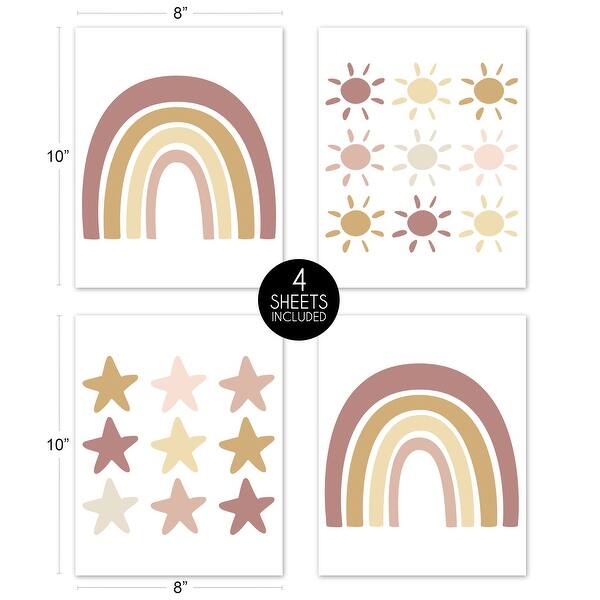 Boho Rainbow Wall Decor Art Prints (Set of 4) - Blush Pink Dusty Rose ...