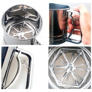 Stainless Steel Manual DualLayer Powder Flour Sieve Cup Mesh Filter ...
