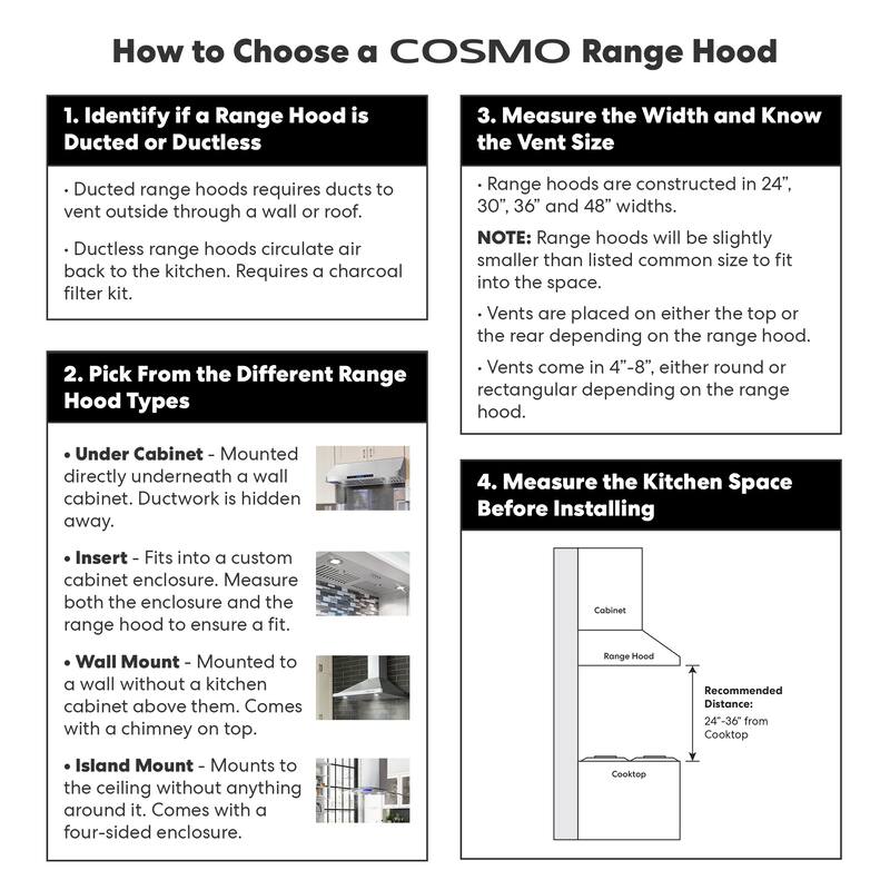 Cosmo 30 in. Ducted Wall Mount Range Hood in Stainless Steel with Push ...