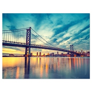 Ben Franklin Bridge in Philadelphia - Cityscape Glossy Metal Wall Art ...
