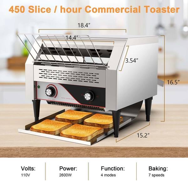 Commercial Toaster 450 Slices/Hour Conveyor Restaurant Toaster for ...