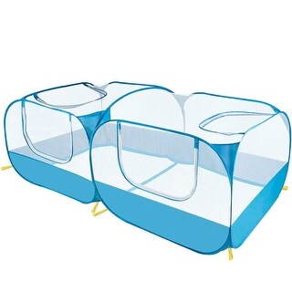 Transparent Mesh Walls Foldable Pet Cage Tent with 4 Zipper Doors - Bed ...