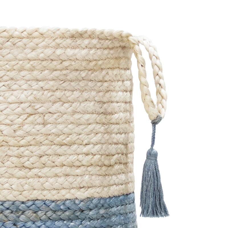 Sevita Two-Tone Jute Decorative Storage Basket with Handles - Overstock ...
