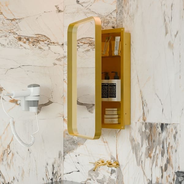 20x30 Inch Recessed Metal Framed Medicine Cabinet with Mirror and ...