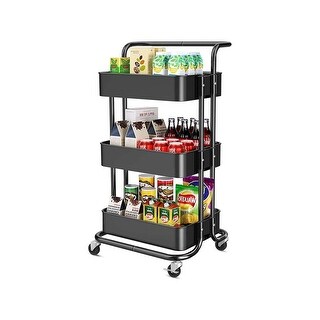 Multi-function 3-tier Rolling Trolley with Handle and Lockable Wheels ...