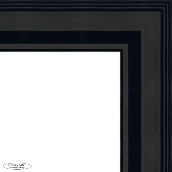 18x13 Lacquer Black Complete Wood Picture Frame with UV Acrylic, Foam ...