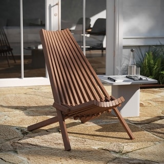 Indoor/Outdoor Solid Acacia Wood Low Profile Lounge Patio Folding Chair ...