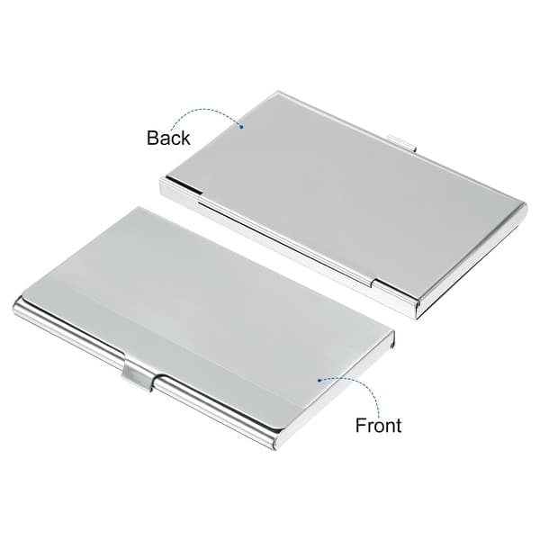 2pcs 3.6x2.3x0.3 Inch Business Card Holder Stainless Steel Name Cards ...