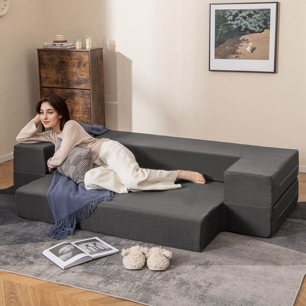 Costway 8 Inch Folding Sofa Bed with High density Foam Washable On Sale Bed Bath Beyond 37258239