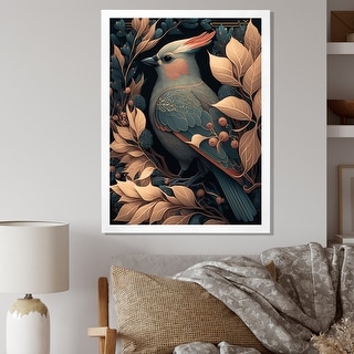 Designart "Cardinal Bird In Faded Retro Tones" Animals Bird Framed Wall ...
