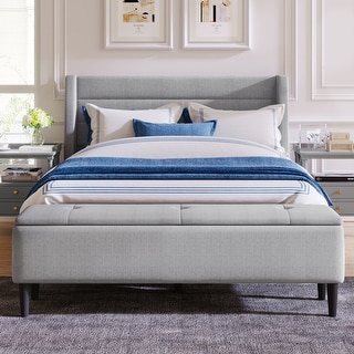 Queen Size Upholstered Storage Platform Bed Frame with Integrated ...