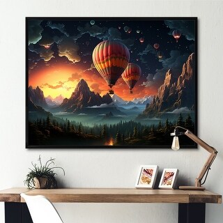Designart "Hot Air Balloon Cosmic Magic" Hot Air Balloon Framed Wall ...