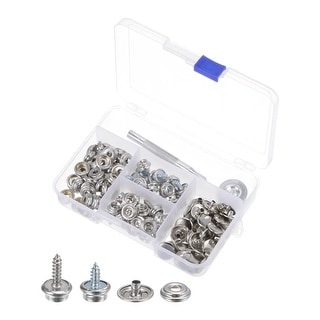 40 Sets Screw Snap Fasteners Kit 15mm Metal Snaps with Tool, Silver ...