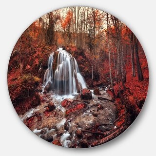 Designart 'Silver Stream Waterfall Close-up' Landscape Photo Round ...