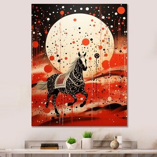 Designart "Red Cowboys Horse Moon Bandits" Cowboys Wall Art Red ...