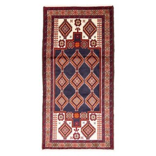 ECARPETGALLERY Hand-knotted Royal Baluch Navy Wool Rug - 3'3 x 6'6 ...