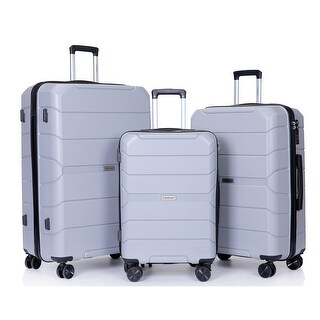 Silver 3PCS Luggage Sets Trunk Set With Spinner Wheels,TSA Lock - Bed ...