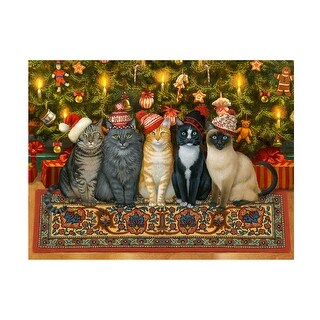 Ruth Sanderson 'Cats In Christmas Hats' Canvas Art - Brown - Bed Bath ...