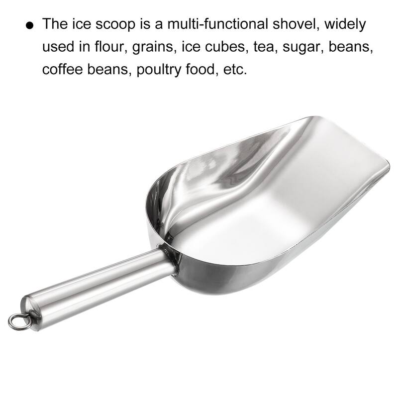 Ice Scoop with Hanging Loop Stainless Steel 10.6x2.8" Food Shovel ...
