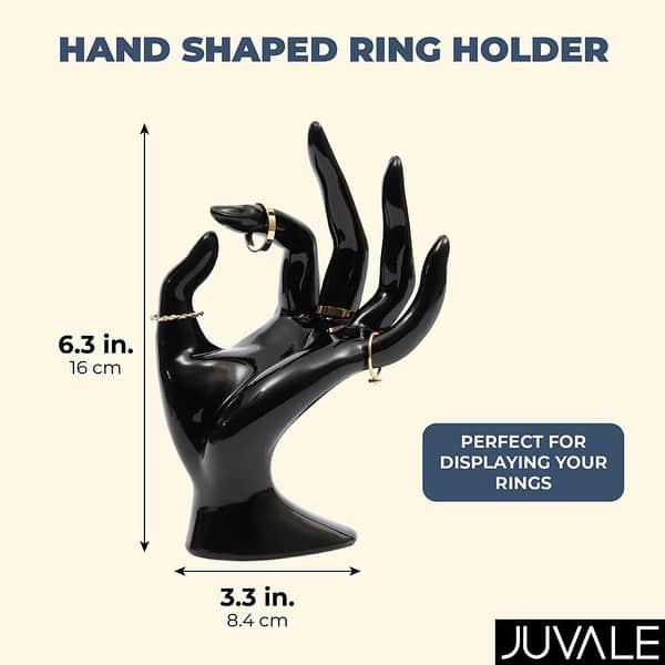 Black Hand Shaped Ring Holder for Jewelry Display (6.3 Inches) - Bed ...
