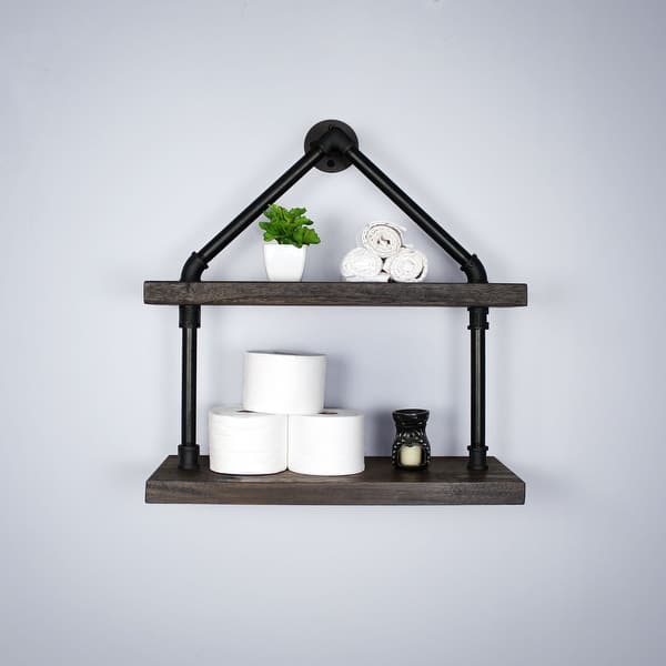 Burlington Modern Industrial Twin-Tier 24-Inch Triangle Wall Shelf ...